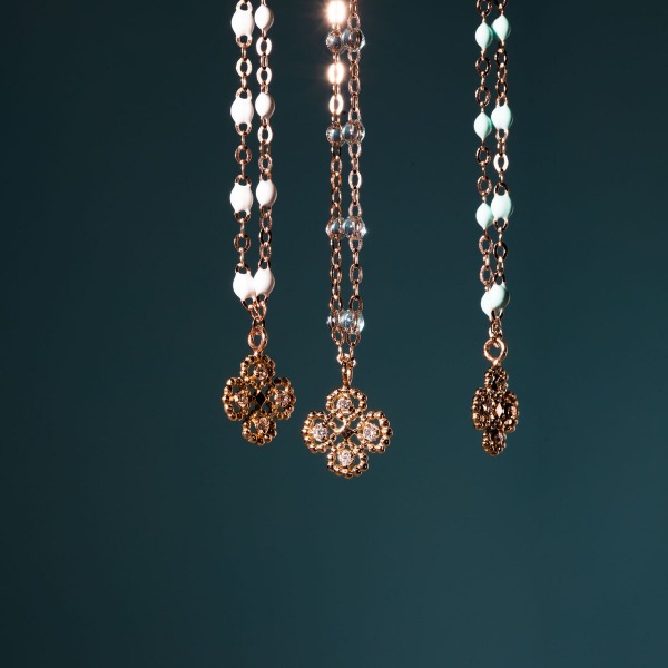 Collier gigi CLOZEAU Lucky Trèfle Diamants & Or Rose 42cm